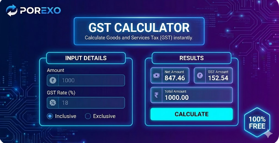 GST Calculator India - Inclusive & Exclusive Tax | Porexo